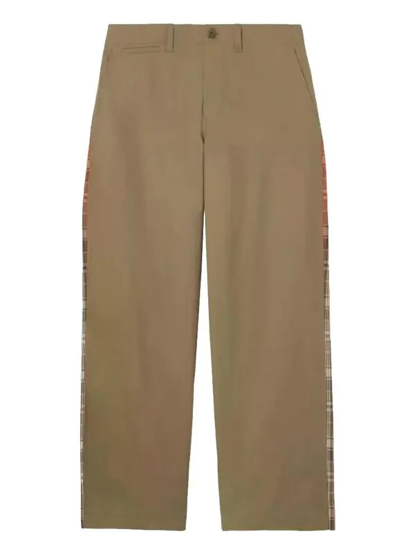 Burberry Tropical Gabardine And Check Chinos - Neutrals