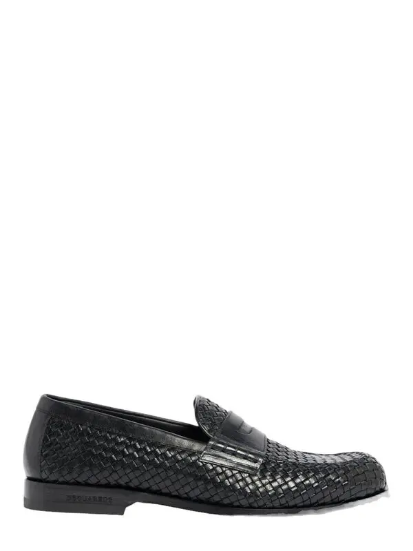 Dsquared2 Woven Leather Loafers - Black