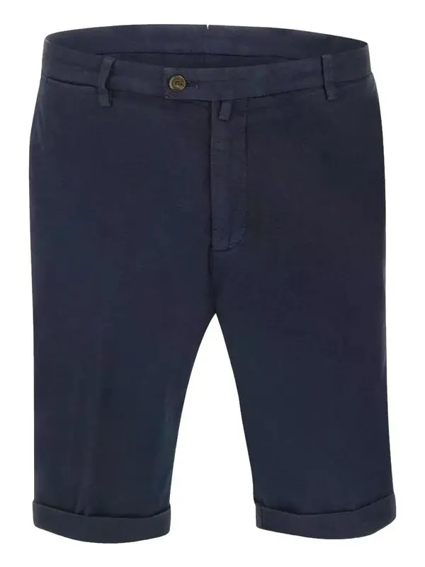 BRIGLIA 1949 Honeycomb Texture Turn-up Shorts - Blue