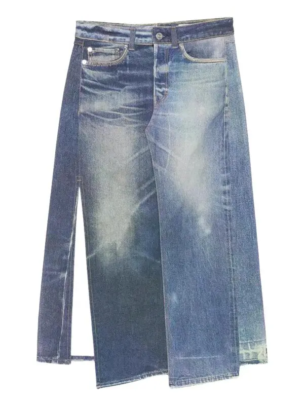 Our Legacy Denim Midi Skirt With Patchwork Design - Blue