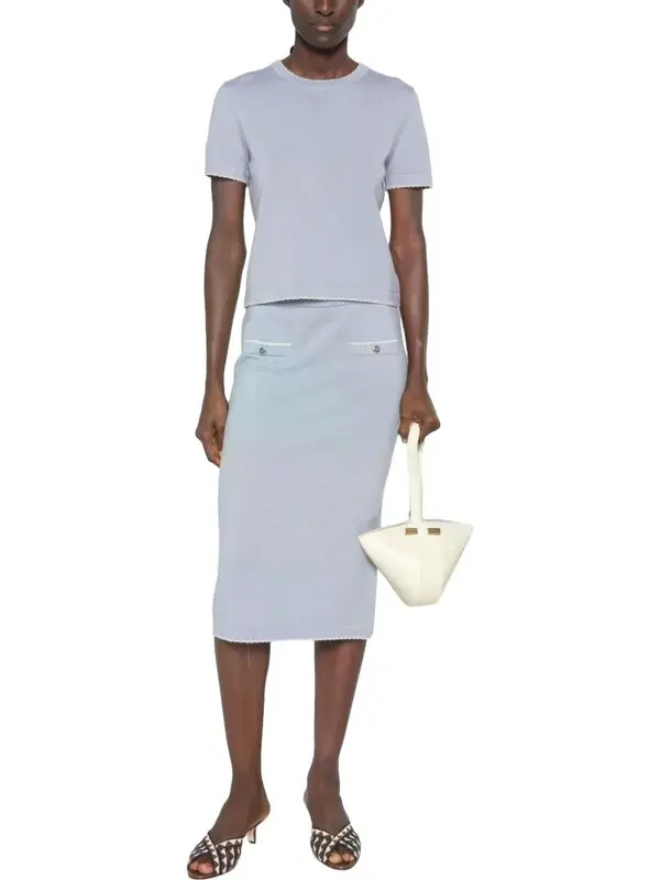 Tory Burch Scalloped Knit Top - Blue