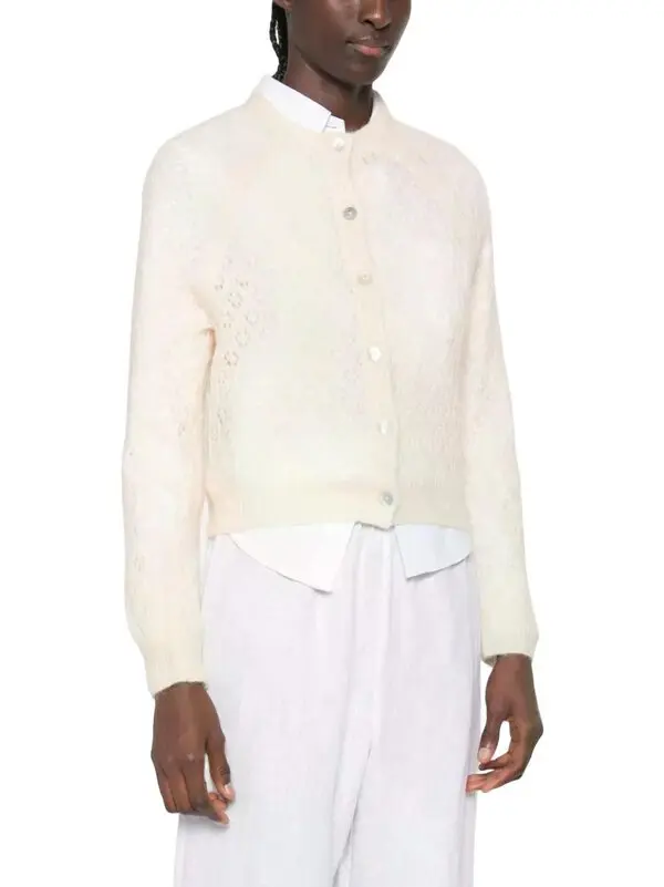 DÔEN Petra Pointelle-knit Cardigan - Neutrals