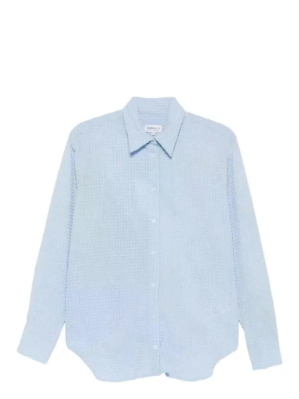 Hunza G Oversized Seersucker Shirt - Blue