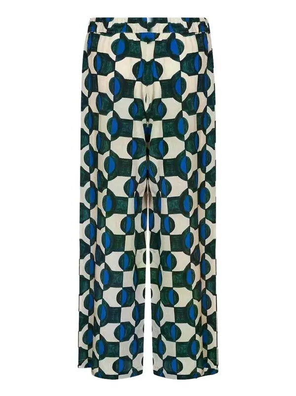 Max Mara Eusebio Geometric Print Silk Palazzo Pants - Neutrals