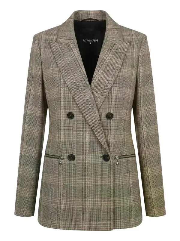 Patrizia Pepe Double-breasted Check Blazer - Neutrals