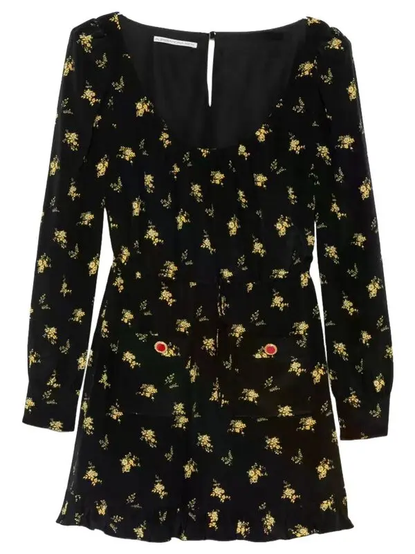 Alessandra Rich Floral-print Silk Mini Dress - Black