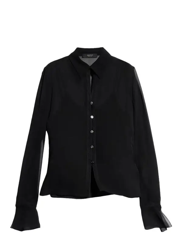 Gucci Flared-cuff Silk Shirt - Black
