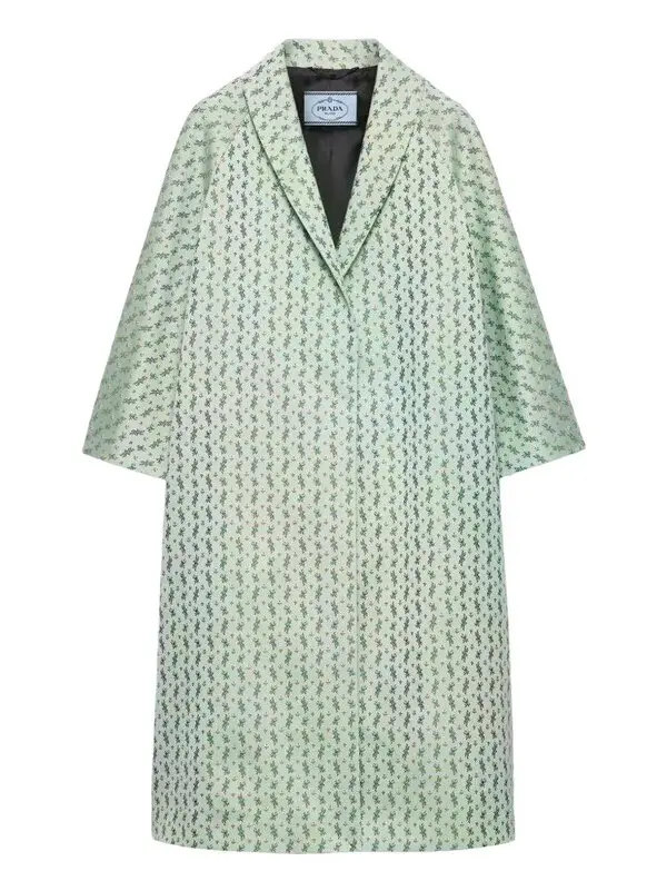 Prada Single-breasted Floral Jacquard Duchesse Coat - Green