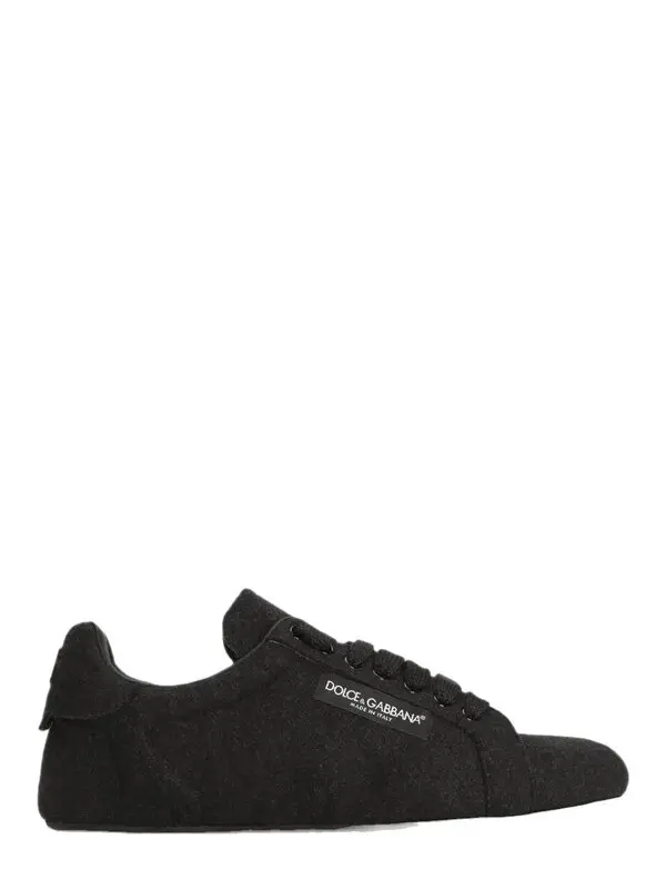 Dolce & Gabbana Split Leather Portofino Soft Sneakers - Black