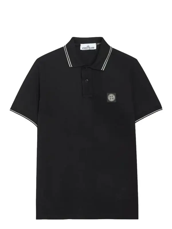 Stone Island Logo-patch Polo Shirt - Black