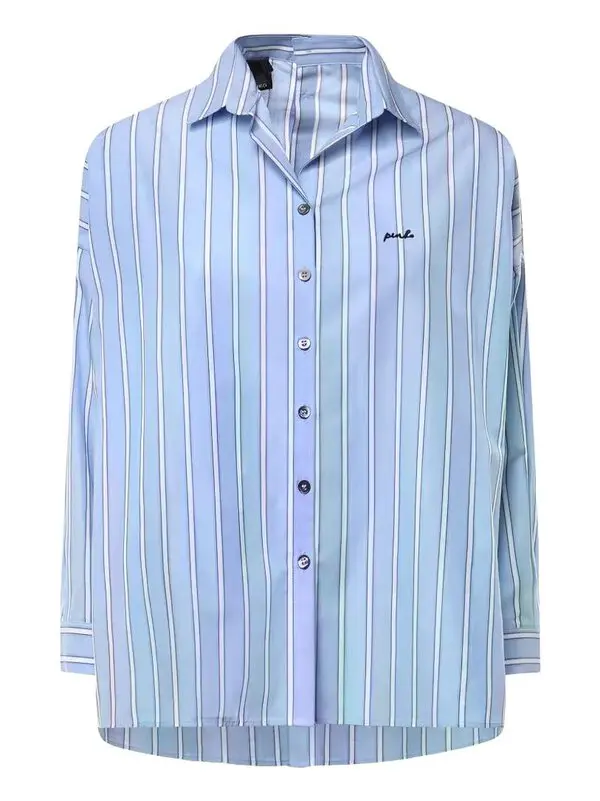 Pinko Striped Embroidered Logo Shirt - Blue