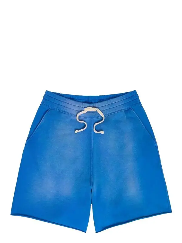 PICANTE Drawstring Raw-cut Cotton Shorts - Blue