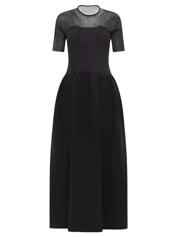 CFCL Pottery Lucent Ribbed-knit Midi Dress - Black
