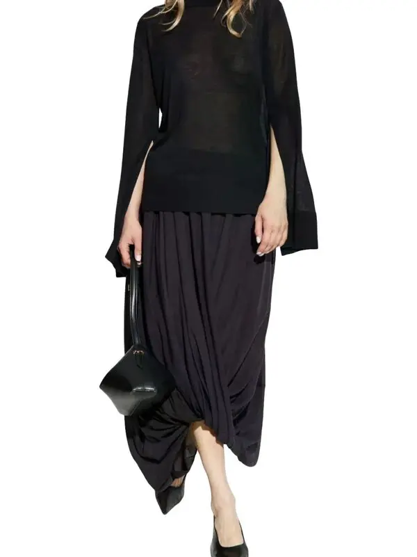 TOTEME Cocoon Draped Asymmetric-hem Midi Skirt - Black