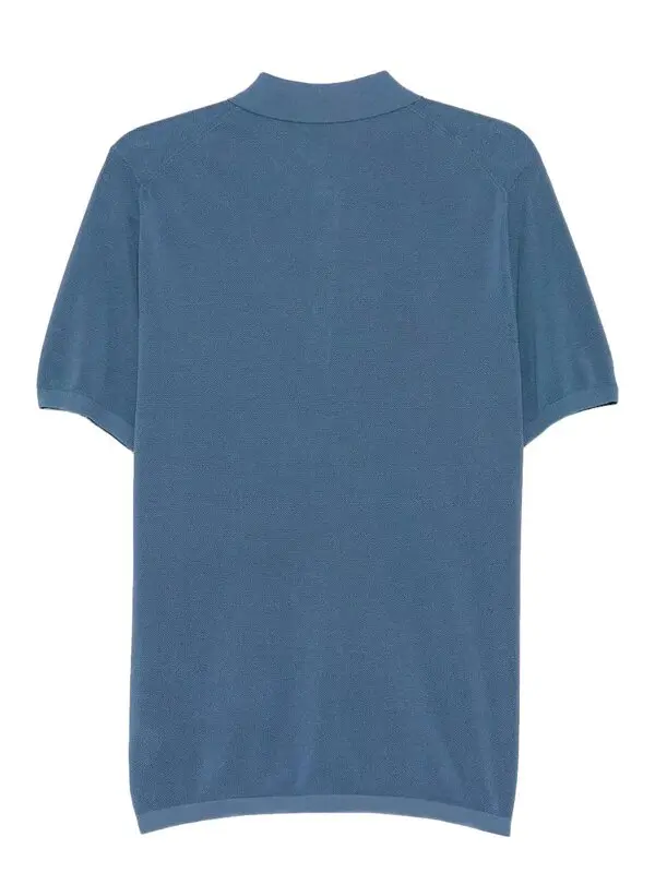 Aspesi Garment-dyed Pique-stitch Polo Shirt - Blue