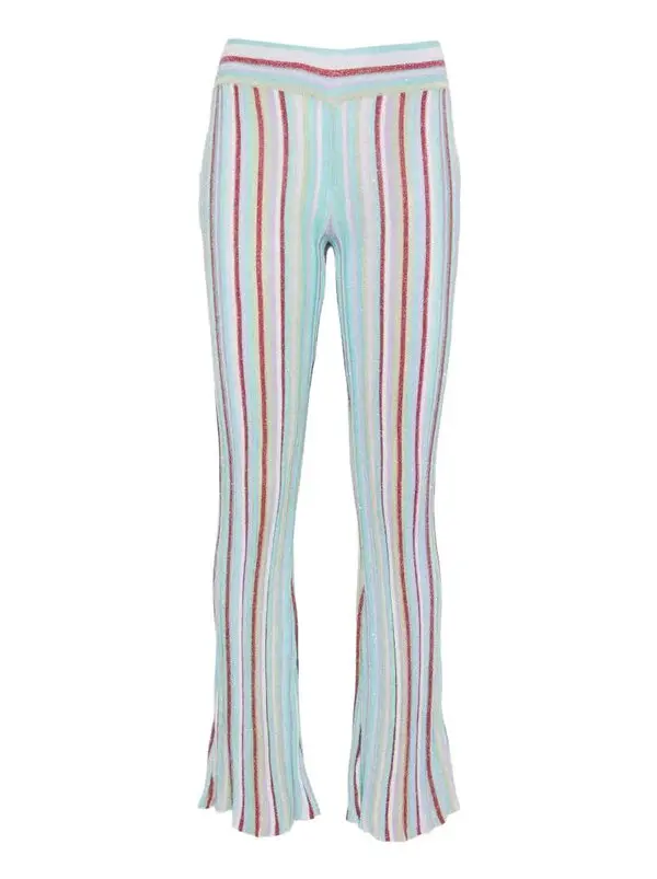ASTA RESORT Maribel Striped Knit Trousers - Blue