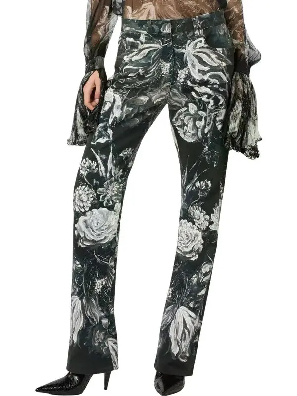 Roberto Cavalli Floral Print Jeans - Black