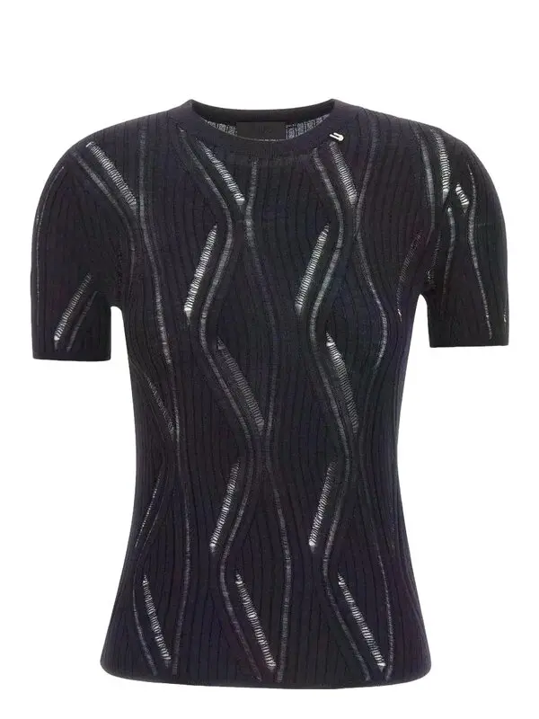 Liu Jo Ribbed Knit Cut-out T-shirt - Blue