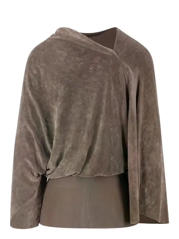 Rick Owens Draped Velvet-effect Top - Neutrals