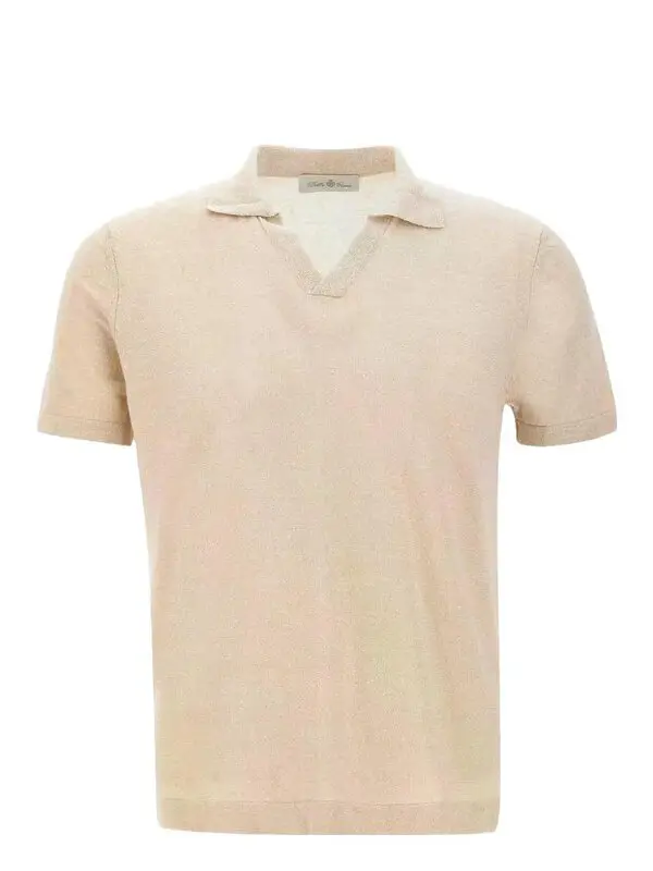 DELLA CIANA Open-collar Side-slit T-shirt - Neutrals