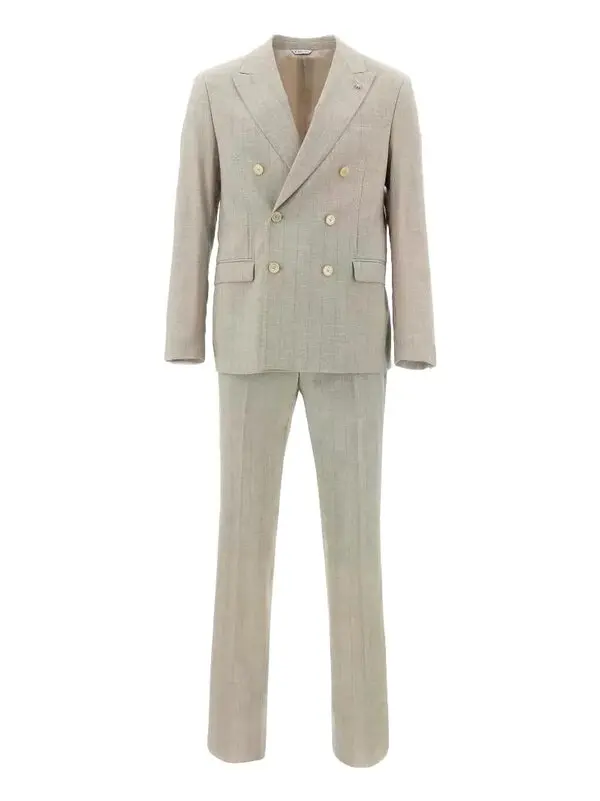 MANUEL RITZ Peal-lapel Double-breasted Suit - Neutrals