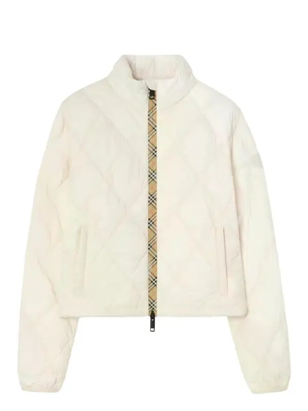 Burberry Quilted Nylon Bramford Jacket With House Check Taping - Neutrals