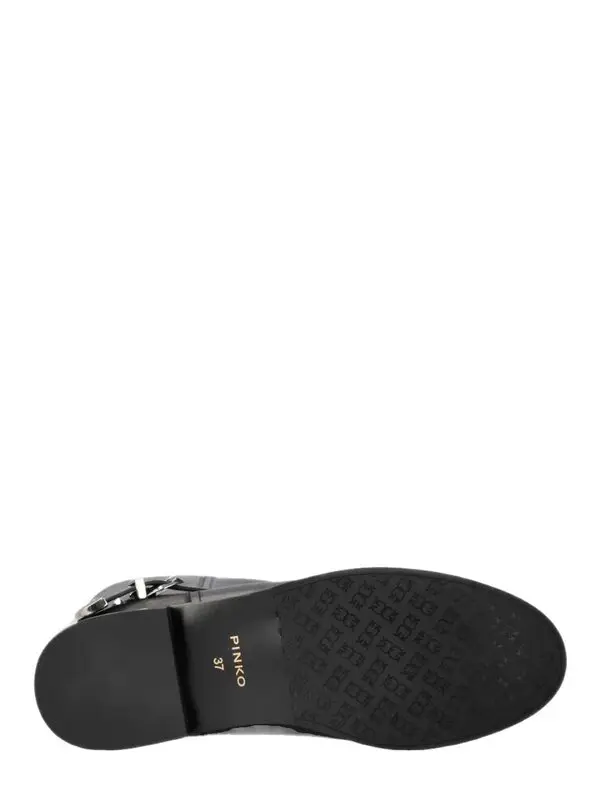 Pinko Buckled Leather Boots - Black