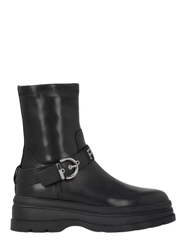 Pinko Logo Strap Buckle Ankle Boots - Black