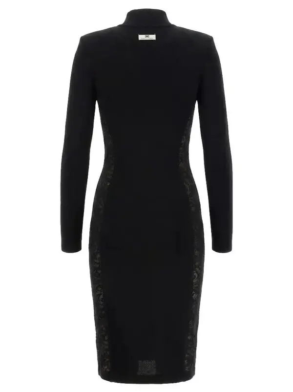 Elisabetta Franchi Ribbed Midi Dress With Cut-out Detailing - Black