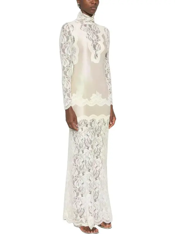 Rabanne Lace-panelled Maxi Dress - Neutrals