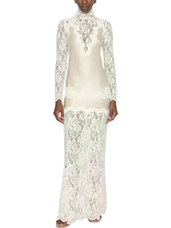 Rabanne Lace-panelled Maxi Dress - Neutrals