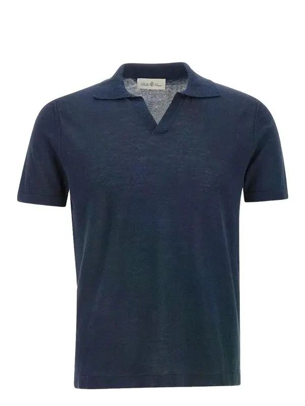 DELLA CIANA Open-collar Short-sleeve T-shirt - Blue