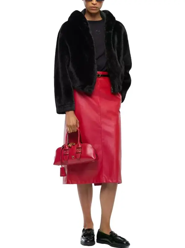 Pinko Faux Fur Hooded Jacket - Black