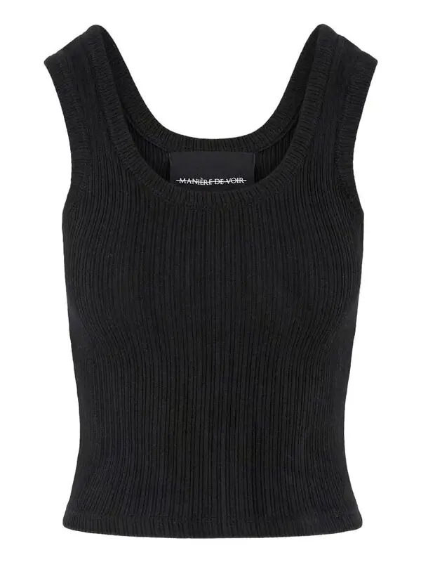 Manière De Voir Maniere De Voir Scoop Neck Ribbed Cotton Vest - Black