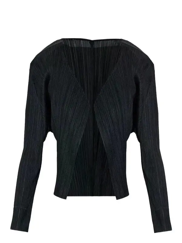 Issey Miyake Pleated Open-front Cardigan - Black