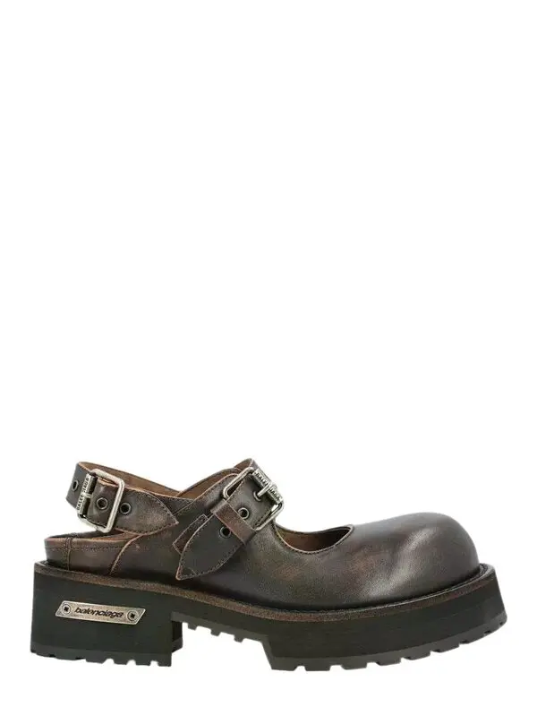 Balenciaga Venom Leather Mules - Brown