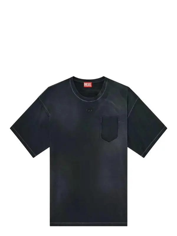 DIESEL® Faded T-shirt With Ripped Pocket Detail - Black