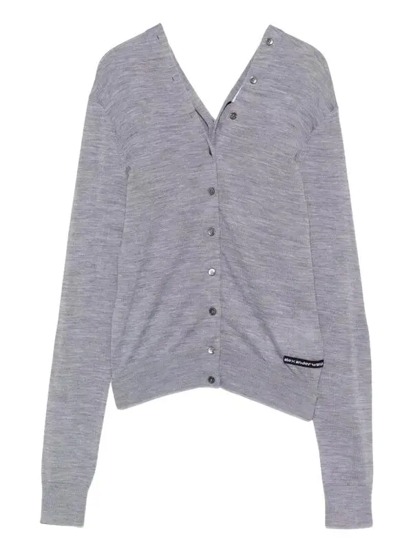 Alexander Wang Off-shoulder Button-down Cardigan - Grey