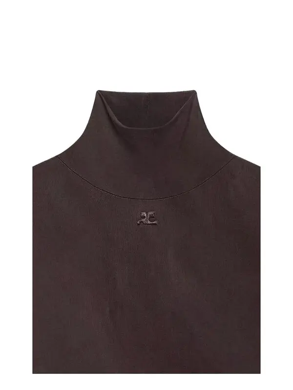 COURREGES Logo Patch Roll Neck Top - Red