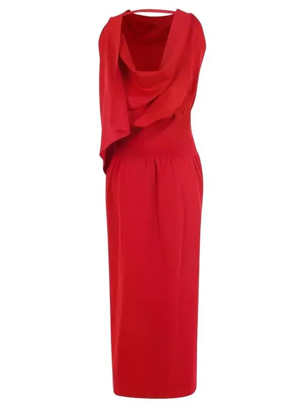 CFCL Knitted Draped Maxi Dress - Red