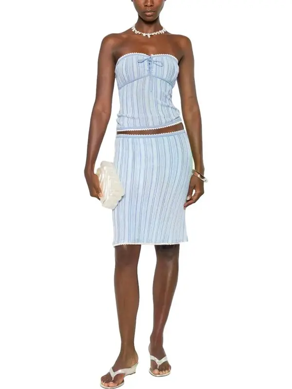 ASTA RESORT Cleo Striped Midi Skirt - Blue