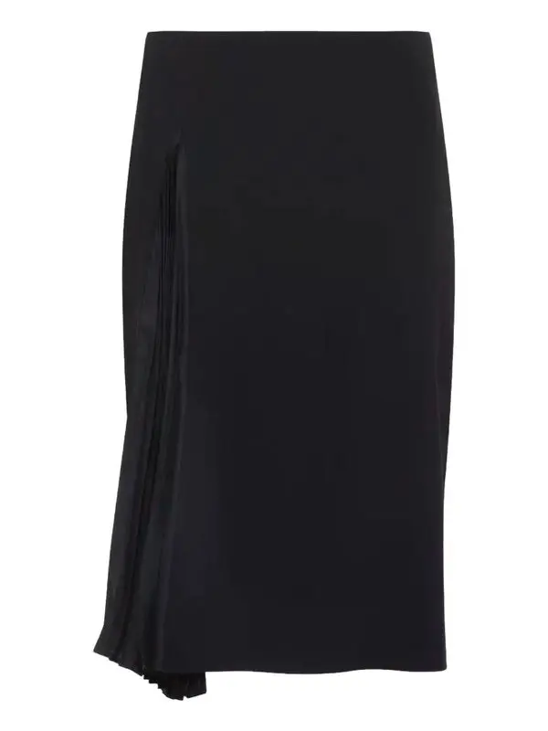 JIL SANDER Pleated Panel Wool Midi Skirt - Black