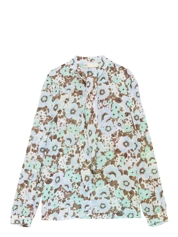 Tory Burch Floral Print Pussy-bow Blouse - Blue