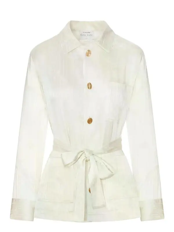 FORTE_FORTE Ivory Jacquard Pattern Belted Jacket - Neutrals