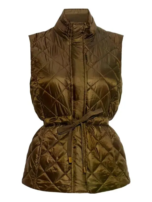 Michael Kors Quilted Gilet With Drawstring Waist - Brown