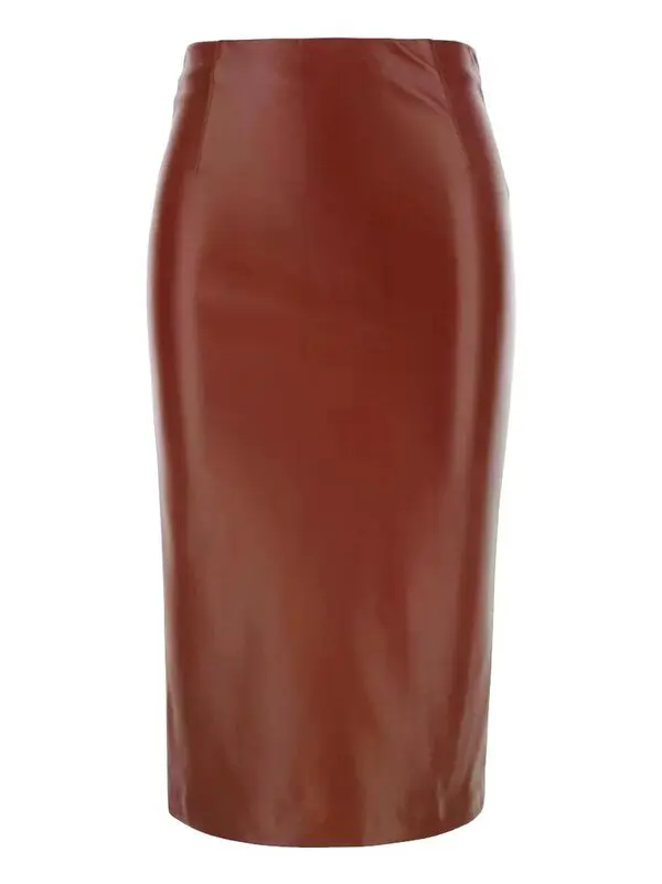 JUCCA Leather Midi Skirt With Concealed Fastening - Red