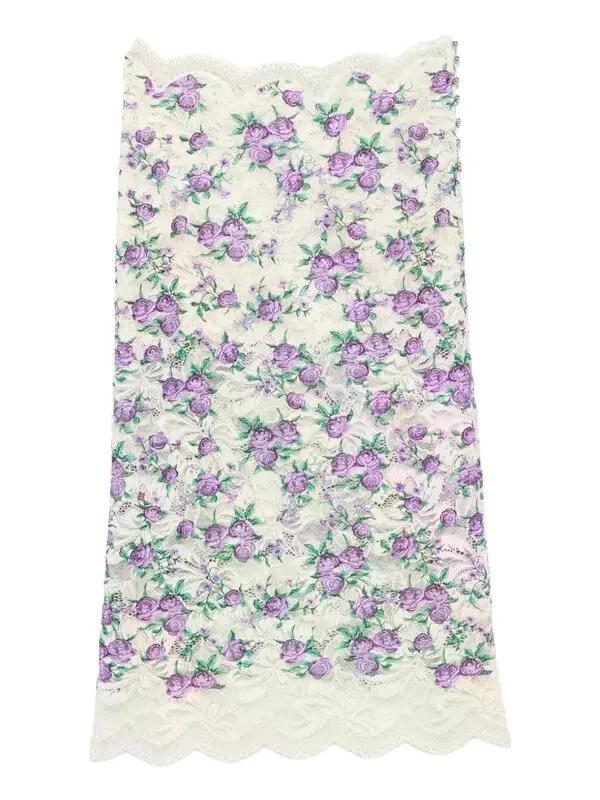 Rabanne Embroidered Lace Midi Skirt - Neutrals