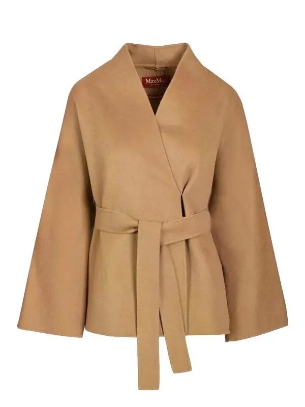 Max Mara Belted Kimono-sleeve Coat - Brown