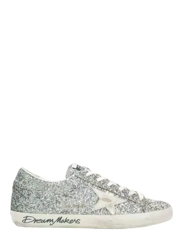 GOLDEN GOOSE Glitter-effect Lace-up Sneakers - Silver