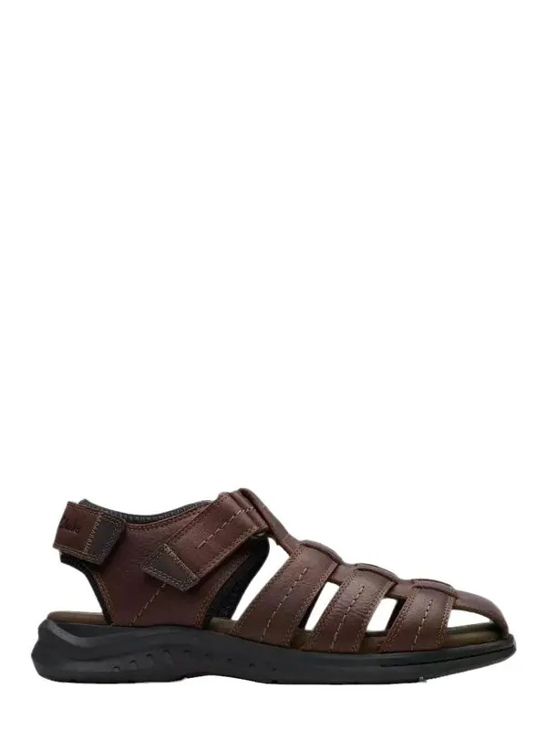 Clarks Walkford Fish Leather Sandals - Brown